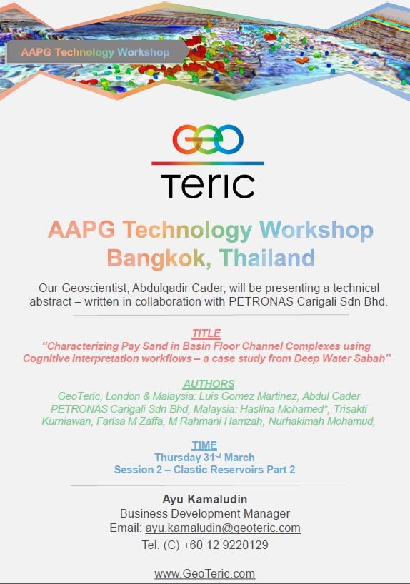 GeoTeric to present at AAPG Technology Workshop, Bangkok, Thailand